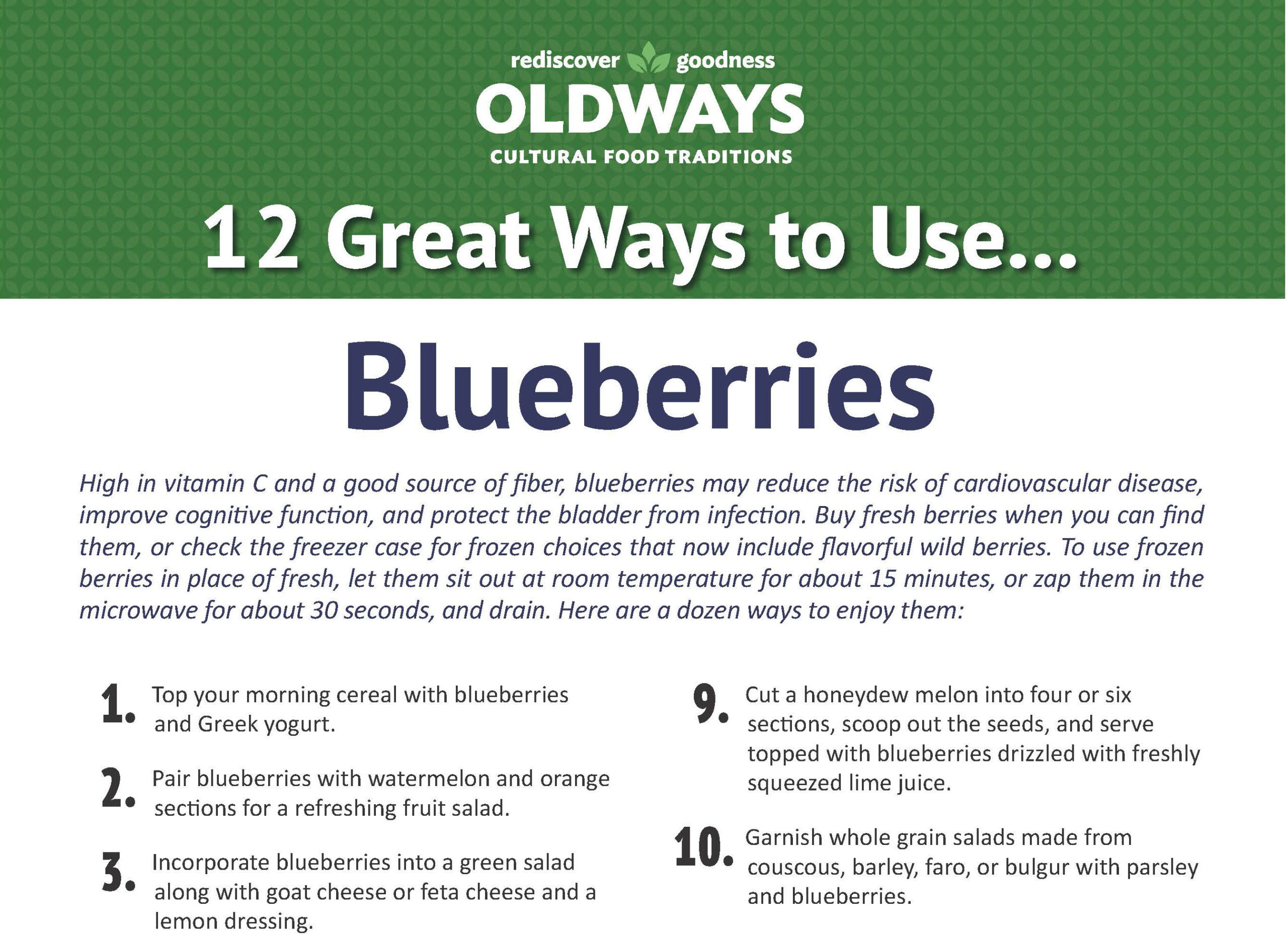 12 Great Ways to Use Blueberries - OLDWAYS - Cultural Food Traditions ...