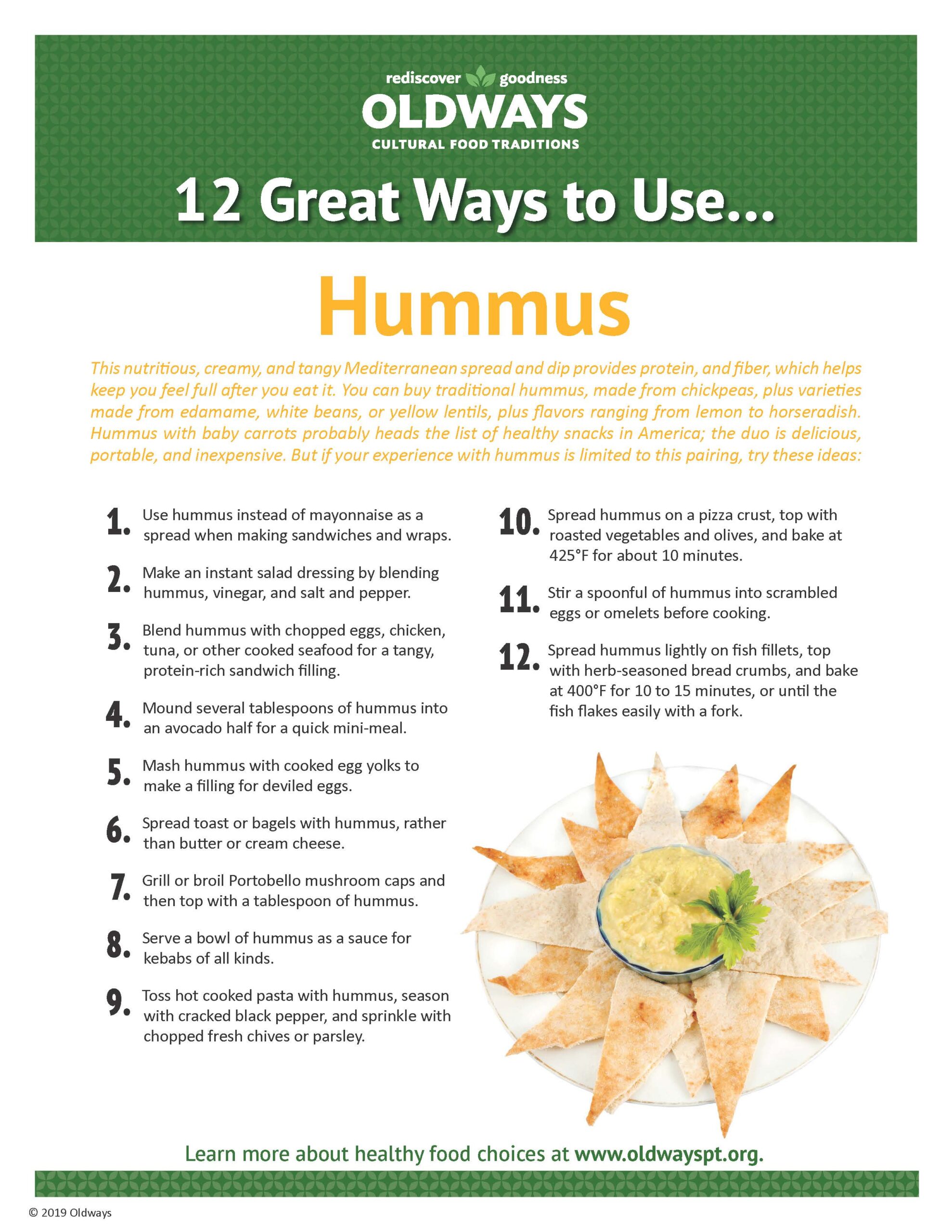 12 Great Ways to Use Hummus - OLDWAYS - Cultural Food Traditions ...