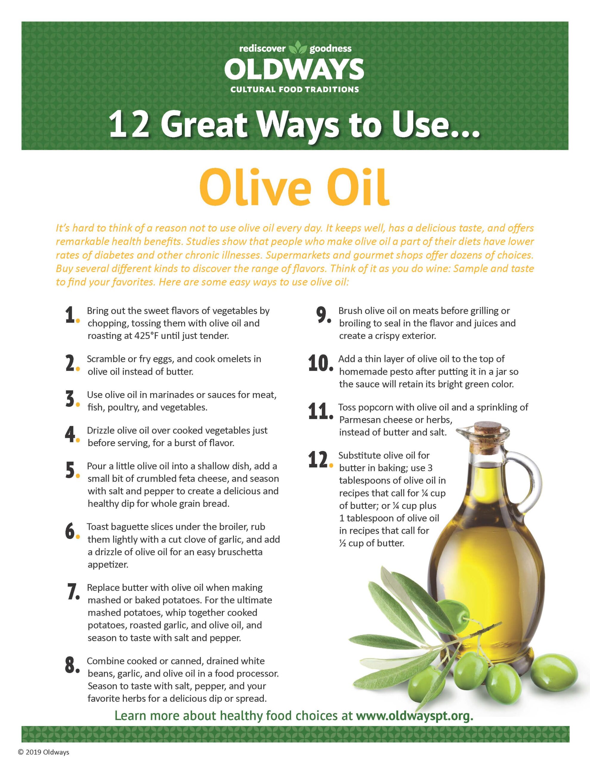 12 Great Ways to Use Olive Oil - OLDWAYS - Cultural Food Traditions ...