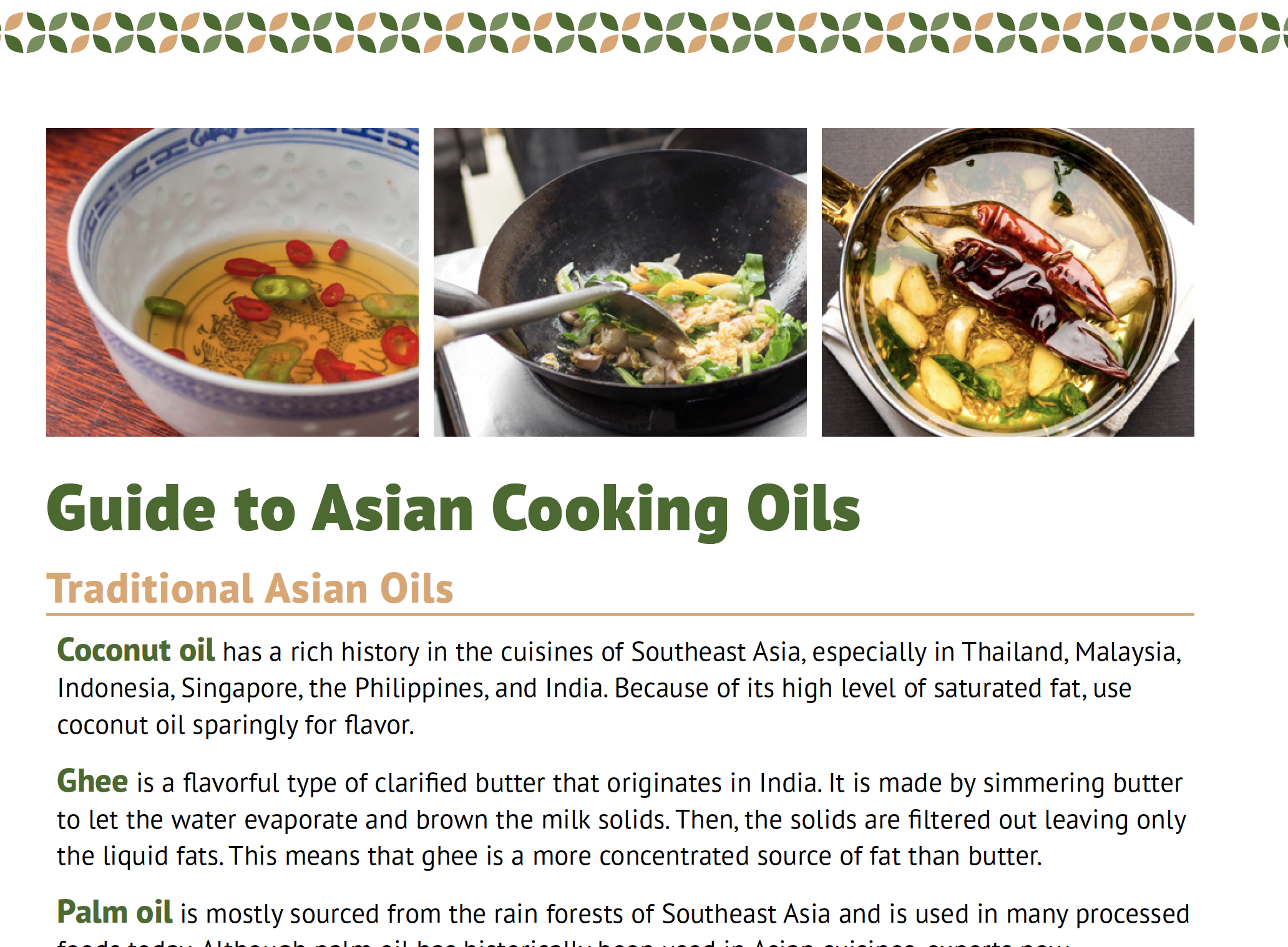 Oldways Guide to Asian Cooking Oils and Types of Fat in Cooking Oils ...