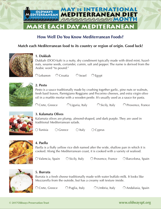 Quiz: How Well Do You Know Mediterranean Foods? - OLDWAYS - Cultural ...