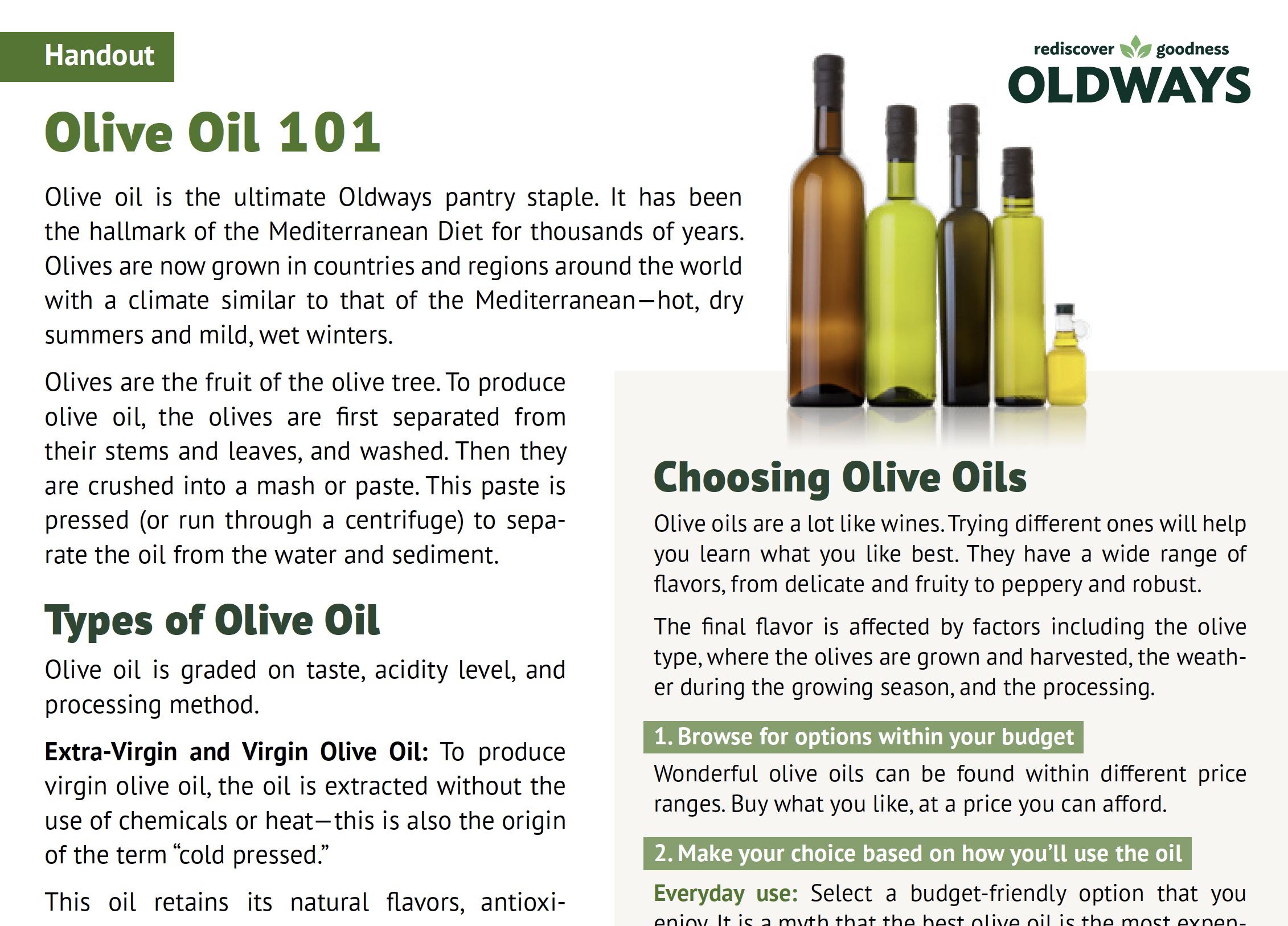 Olive Oil 101 - OLDWAYS - Cultural Food Traditions OLDWAYS – Cultural ...