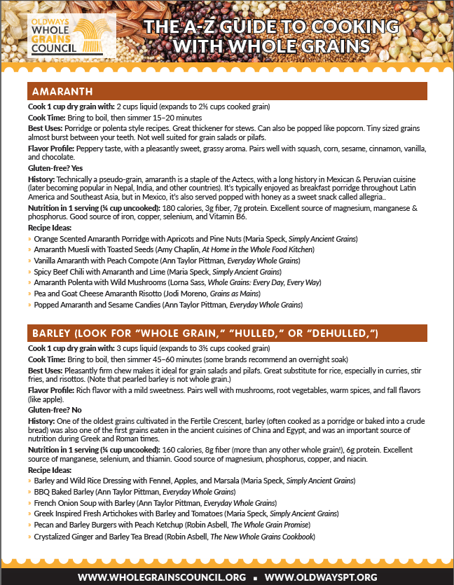 The A-Z Guide to Cooking with Whole Grains - OLDWAYS - Cultural Food ...