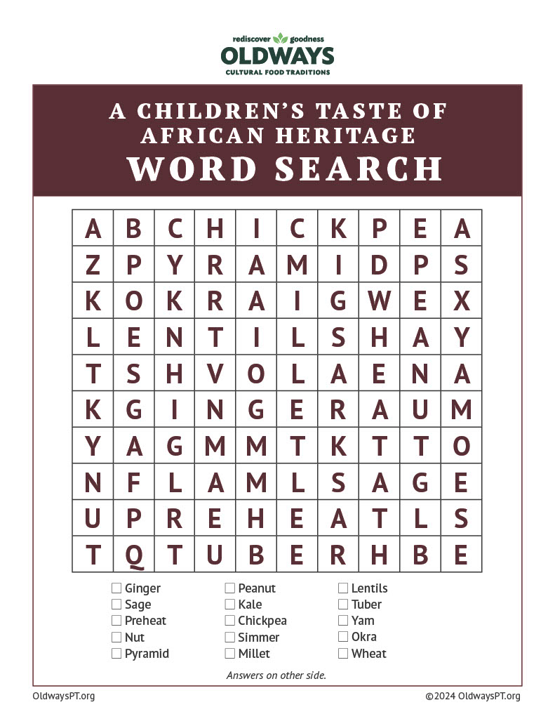 A Children’s Taste of African Heritage Word Search - OLDWAYS - Cultural ...